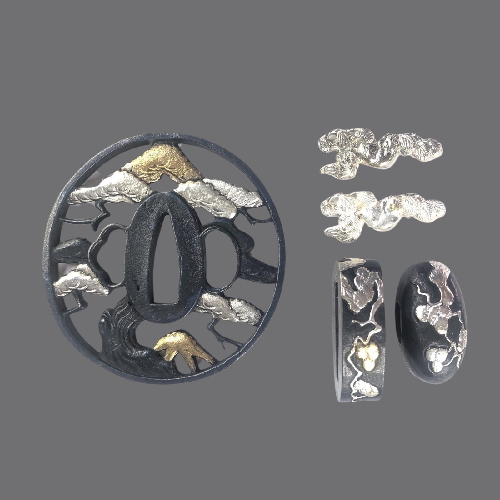 Australia Blackened Copper Tsuba with Mount Fuji and Pine Tree Design ...