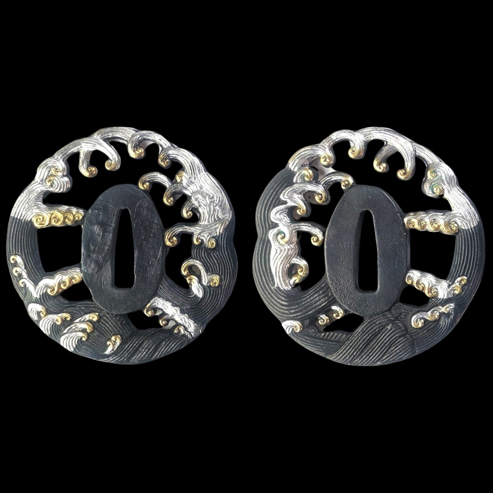 Australia Blackened Copper Tsuba with The Great Wave off Kanagawa ...