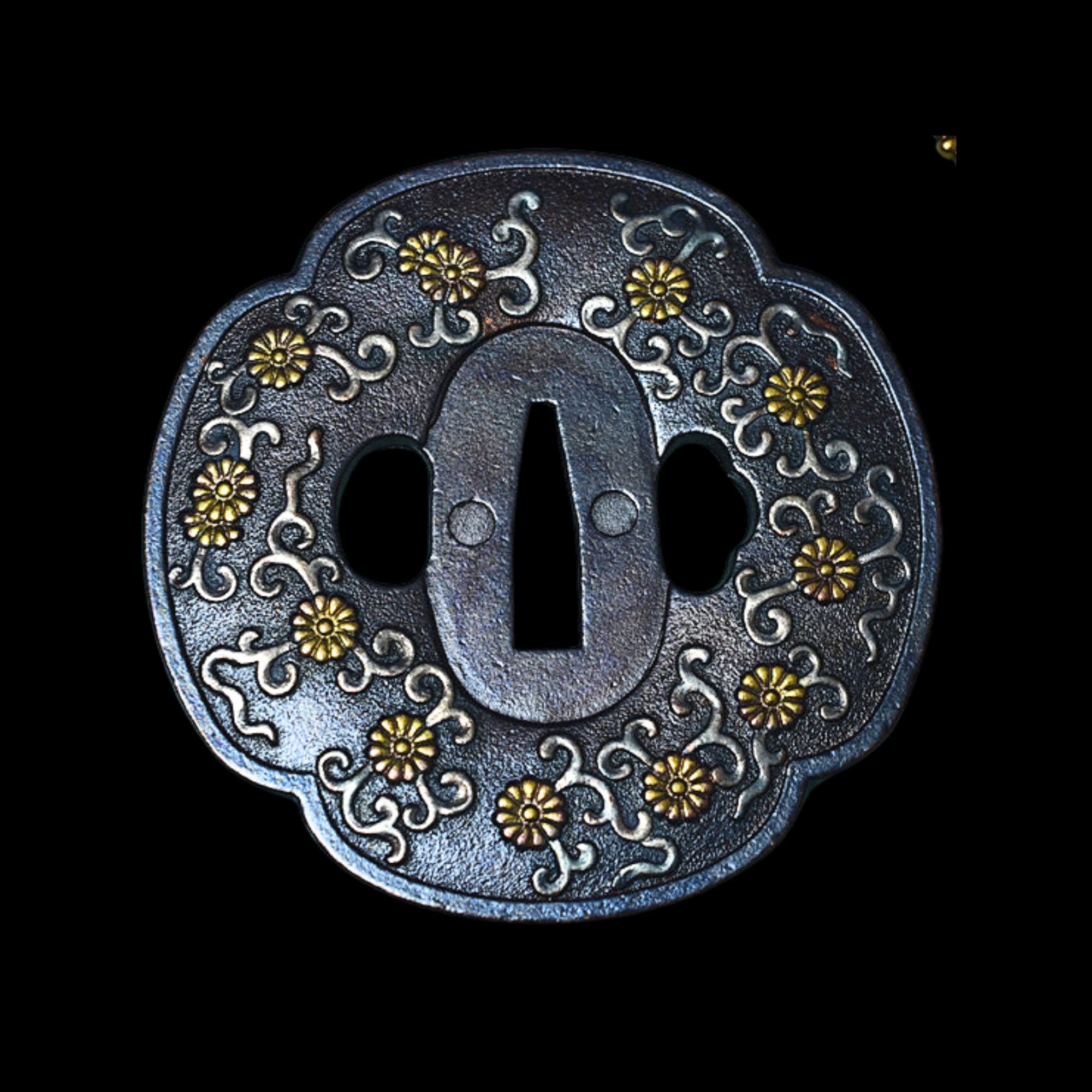 Australia Brass Tsuba with Floral and Vine Motif | Hand-forged Tsuba Sale