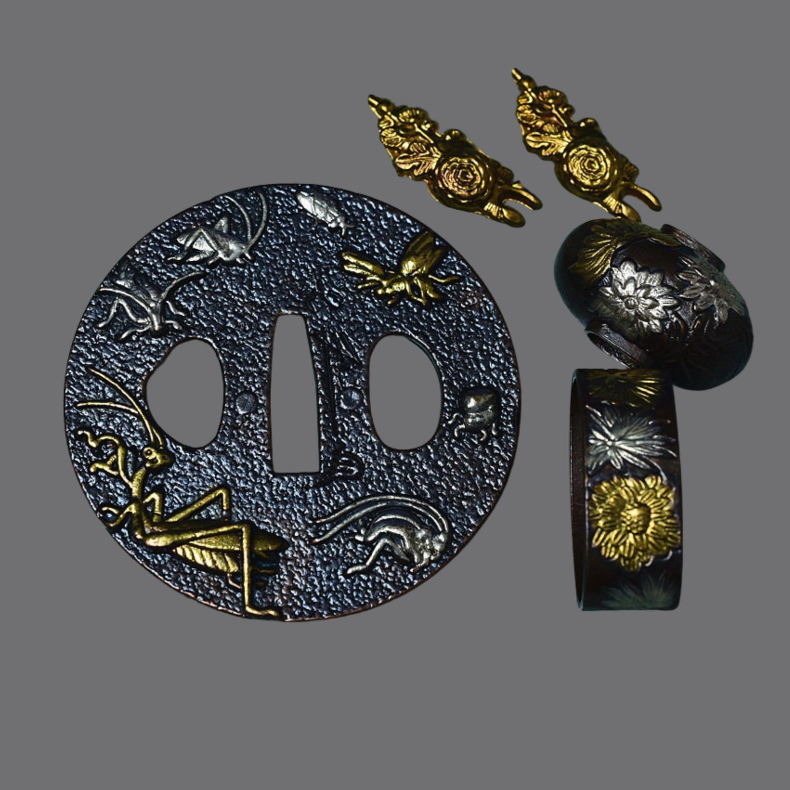 Australia Brass Tsuba with Insect Design | Hand-forged Tsuba for Sale