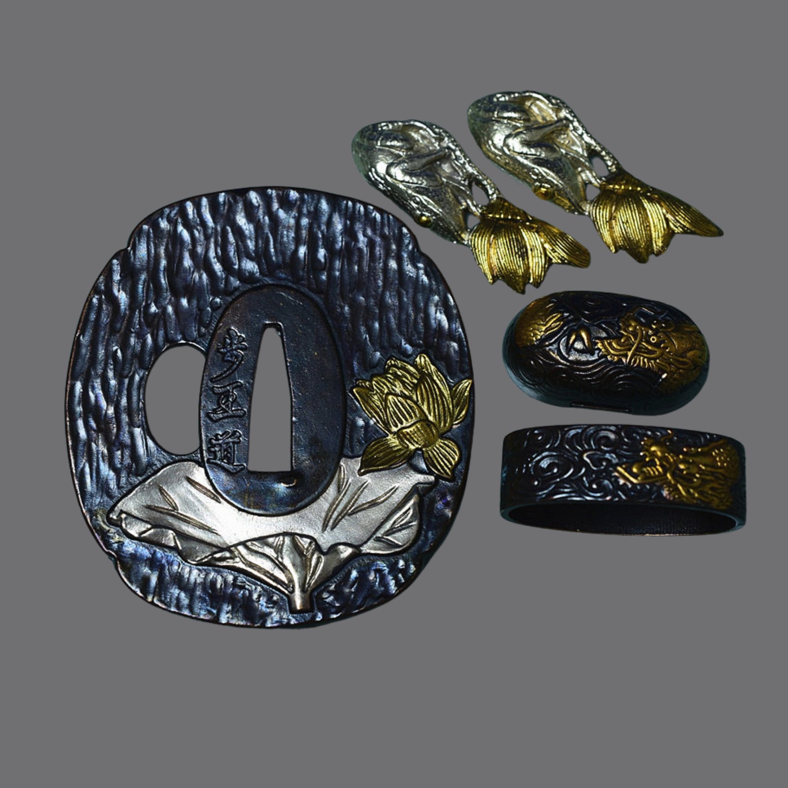 Australia Brass Tsuba with Lotus Flower Design | Hand-forged Tsuba for Sale