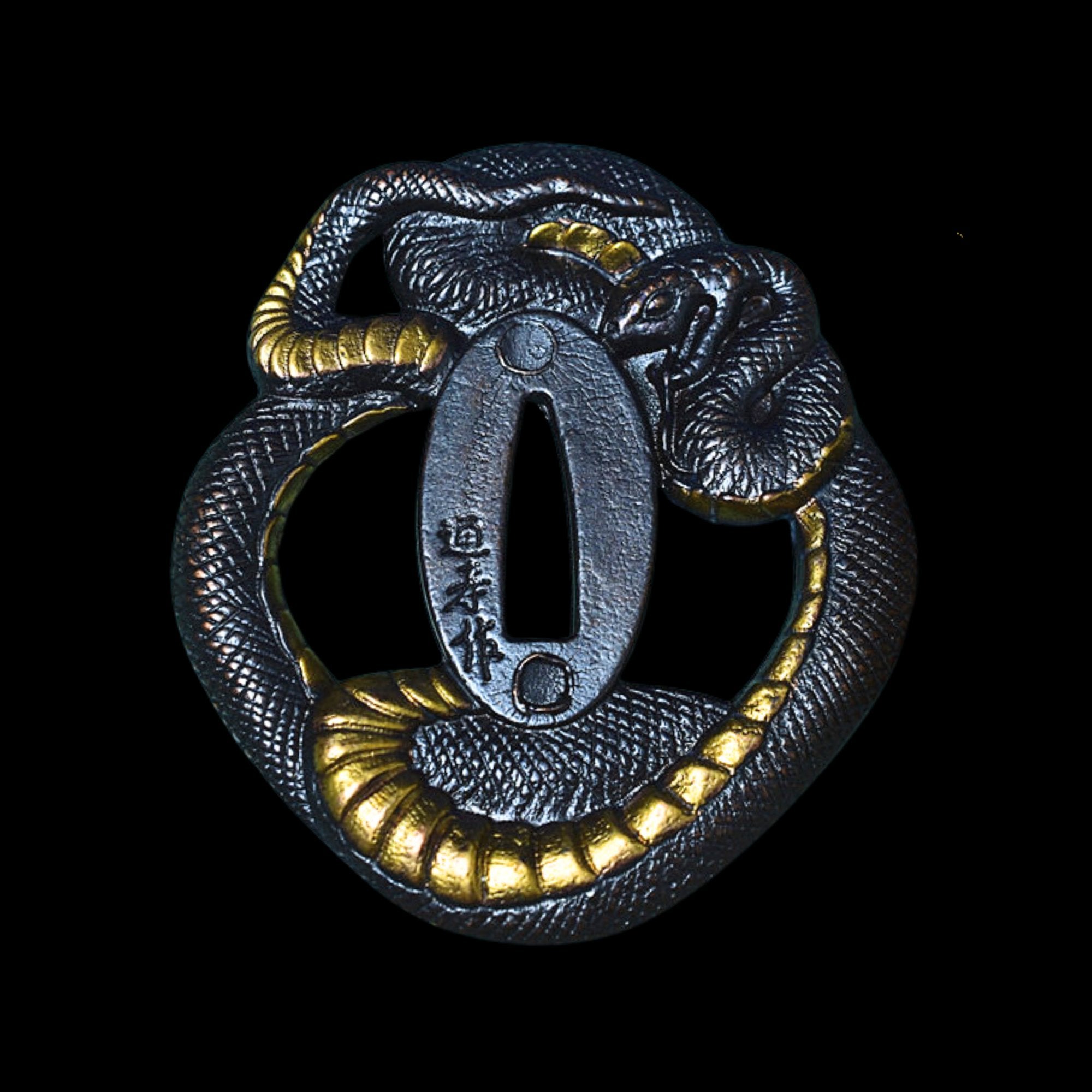 Australia Brass Tsuba with Snake Design | Hand-forged Tsuba Sale