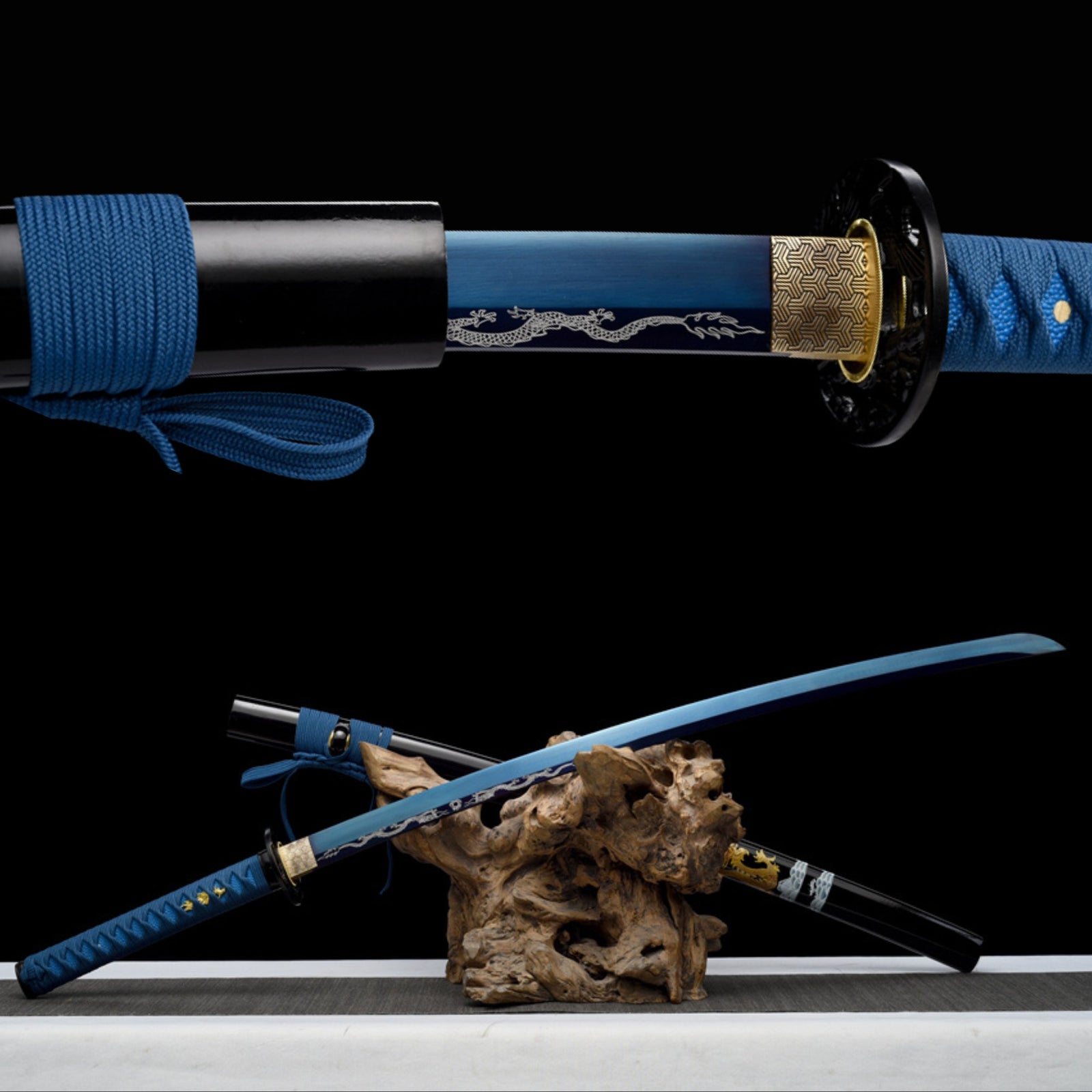 Australia Katana Geranosaurus Spring Steel Blue Blade 鶴龍 | Hand-forged ...