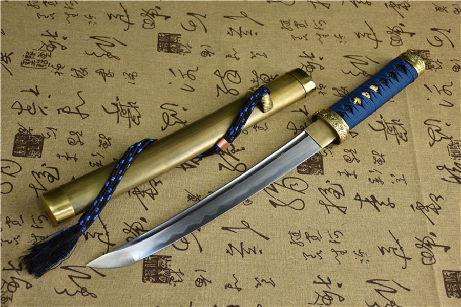 Australia Tanto Sword YouLan Damascus Folded Clay Tempered Brass 幽藍 ...