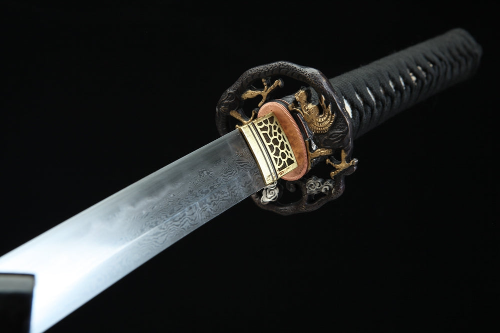 Australia Katana Cloud Dragon Damascus Folded Clay Tempered Ebony Saya ...